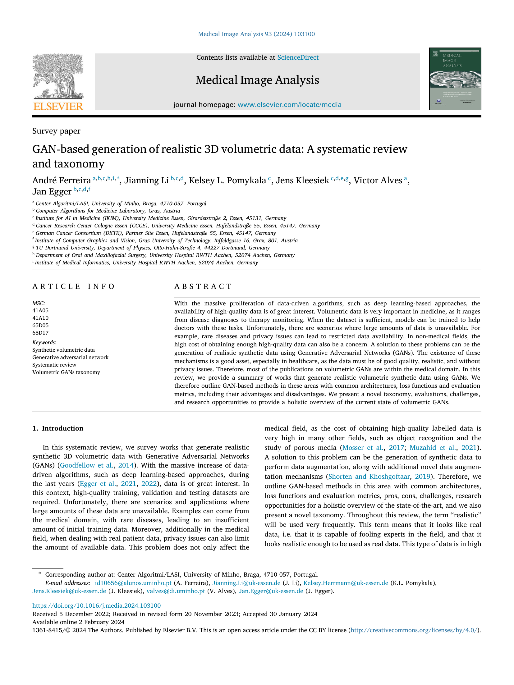 GAN-based generation of realistic 3D volumetric data: A systematic ... GAN-based generation of realistic 3D volumetric data: A systematic ...