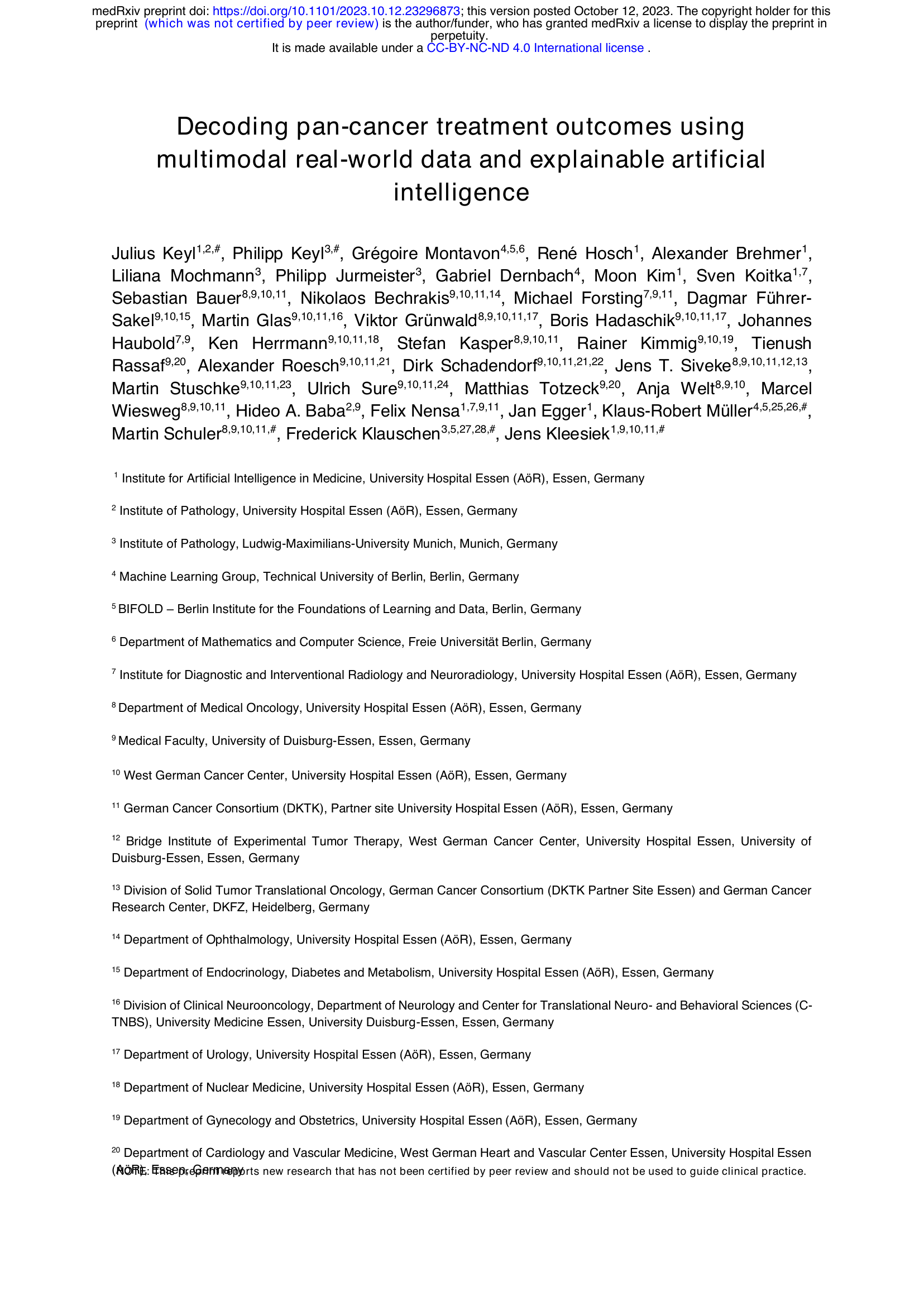 Decoding pan-cancer treatment outcomes using multimodal real-world data ...