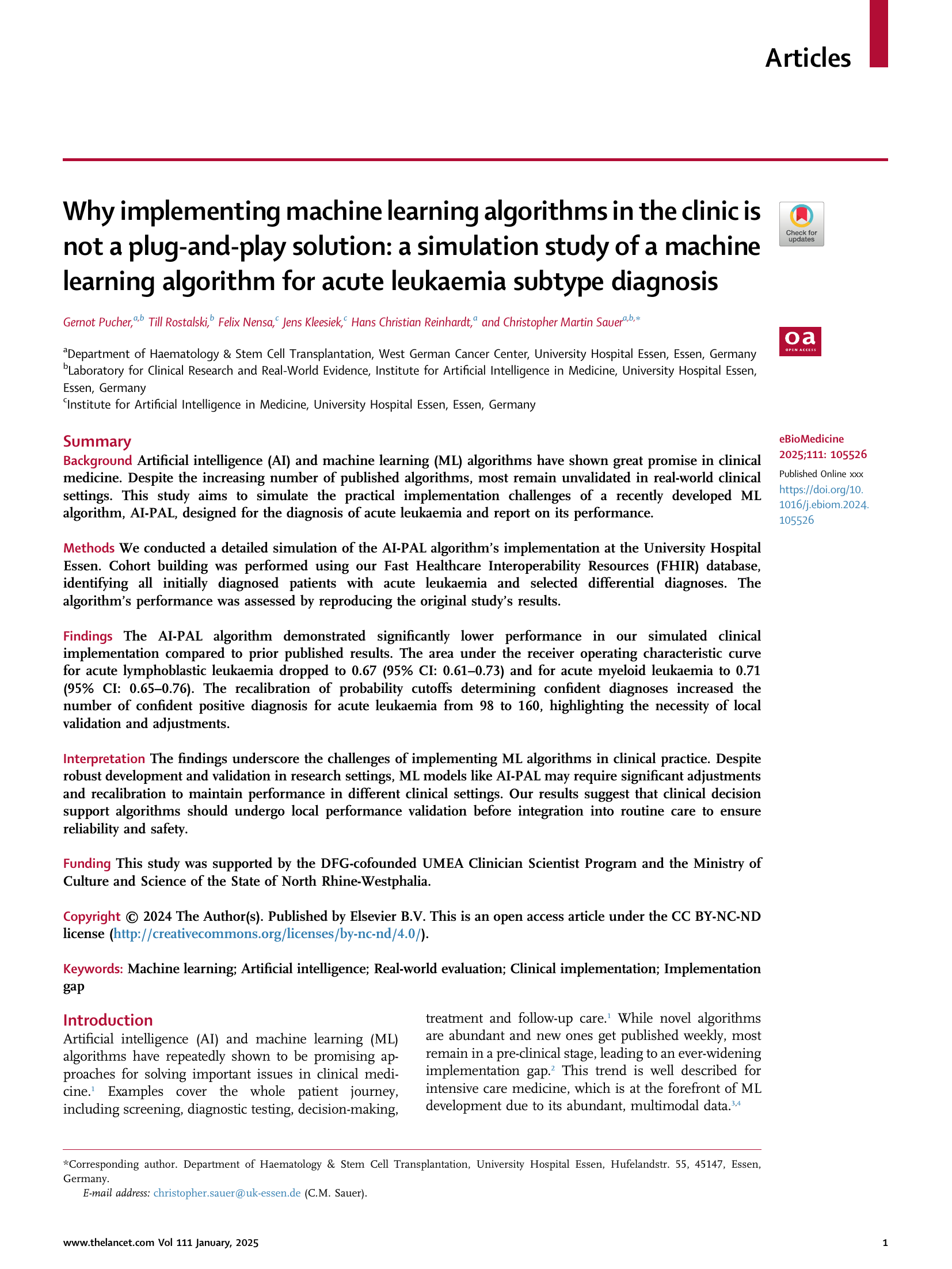 Why implementing machine learning algorithms in the clinic is not a ...